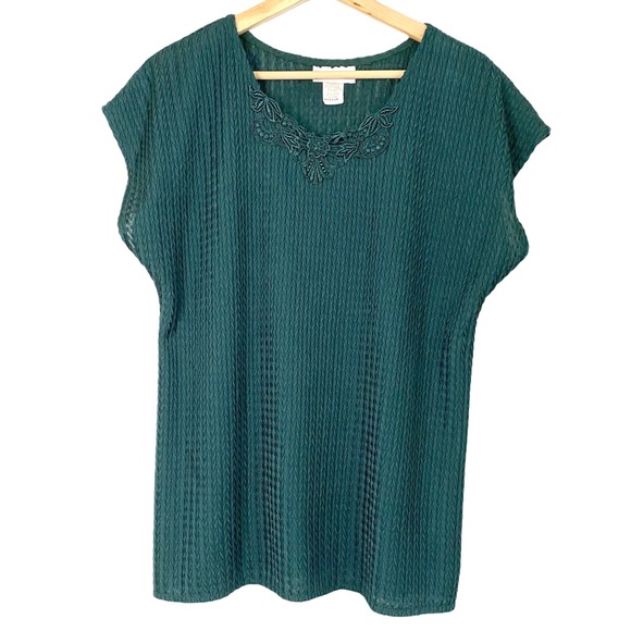 Alice Stuart | Tops | Vintage Alice Stuart Dark Green Top Embroidered ...